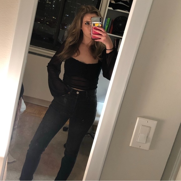 robertson + rodeo | Tops | Robertson Rodeo Black Mesh Crop Top | Poshmark